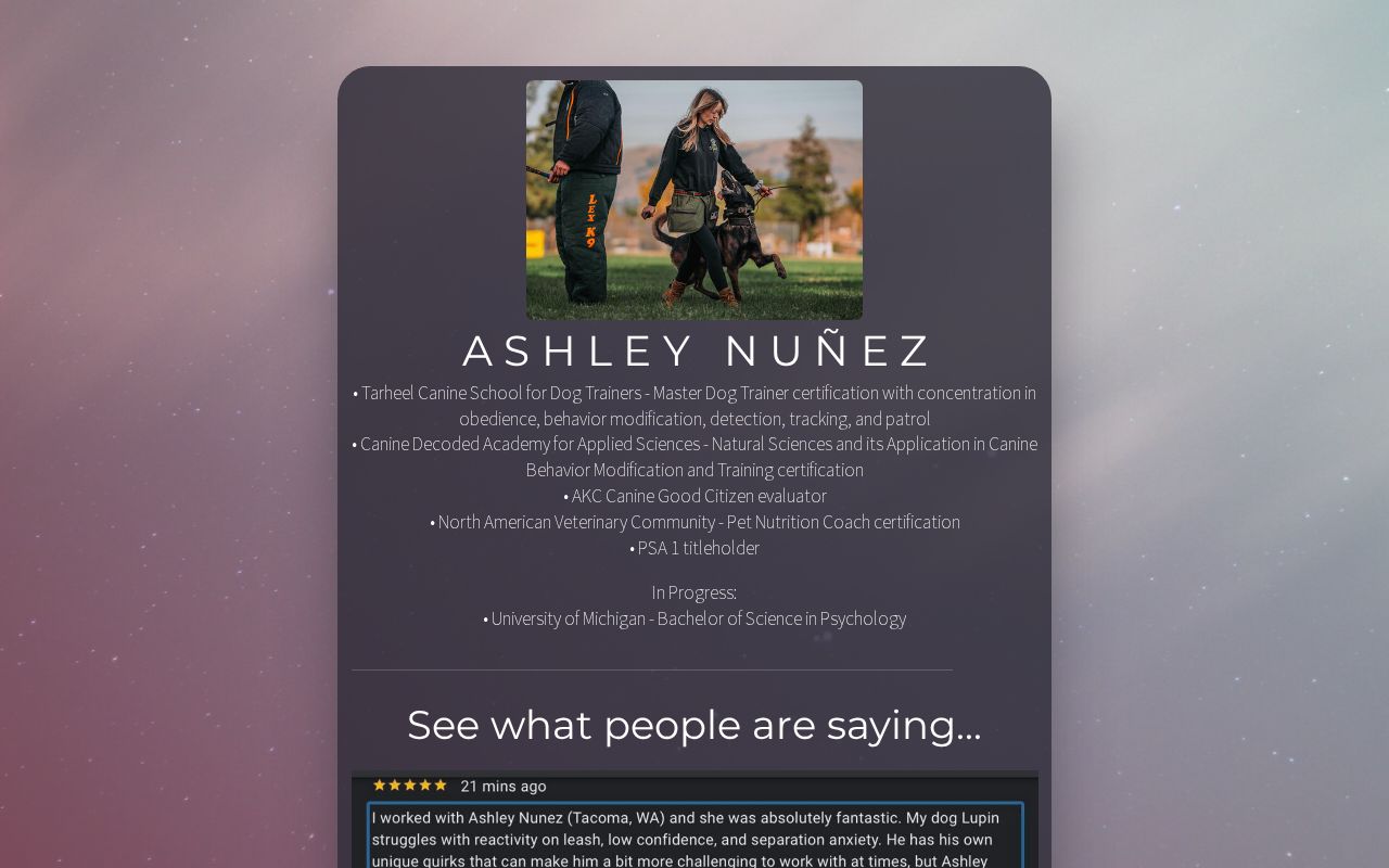 Ashley Nuñez | Koru K9